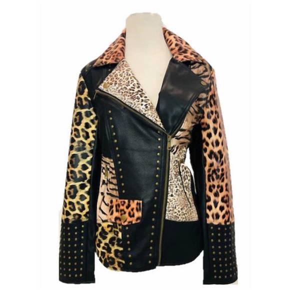 Adore | Jackets & Coats | New Adore Animal Print Patch Jacket In Tan ...
